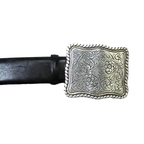 Wcm | Accessories | Stunning Wcm Black Calf Leather Belt Wlarge Tooled ...